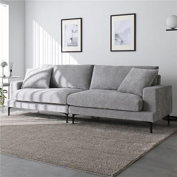 ソファ:その他のソファ ＞   デザインソファ 4人掛けソファ単品 グレー ローソファ カバー洗濯可能 組立品 【ジャンル・特徴】 ローソファ 4人掛けソファ カバー洗濯可 フェザー・コイル使用