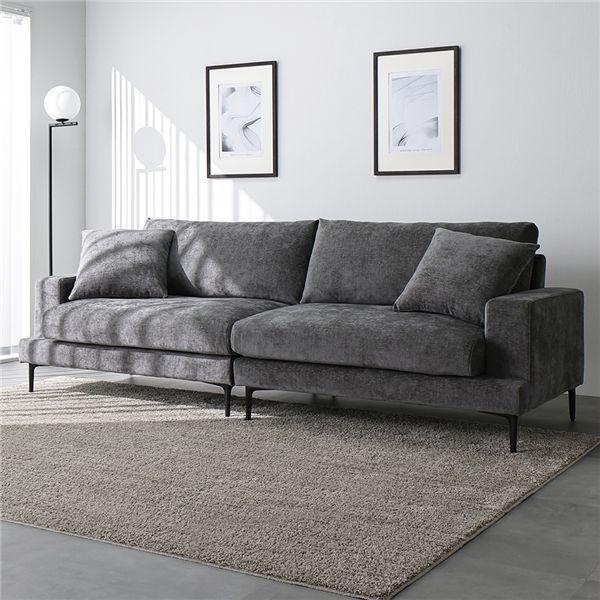 ソファ:その他のソファ ＞   デザインソファ 4人掛けソファ単品 チャコールブラウン ローソファ カバー洗濯可能 組立品 【ジャンル・特徴】 ローソファ 4人掛けソファ カバー洗濯可 フェザー・コイル使用