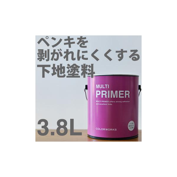商品名：カラーワークス プライマー（下地塗料）内容量：0.9L塗装できる面積：約10平米/1回塗り種類：水性プライマー特徴：水性で臭いが少なく塗りやすいプライマーです。屋内外に使え、また色々な素材の密着を助けます。（鉄・アルミ・木・コンクリ...