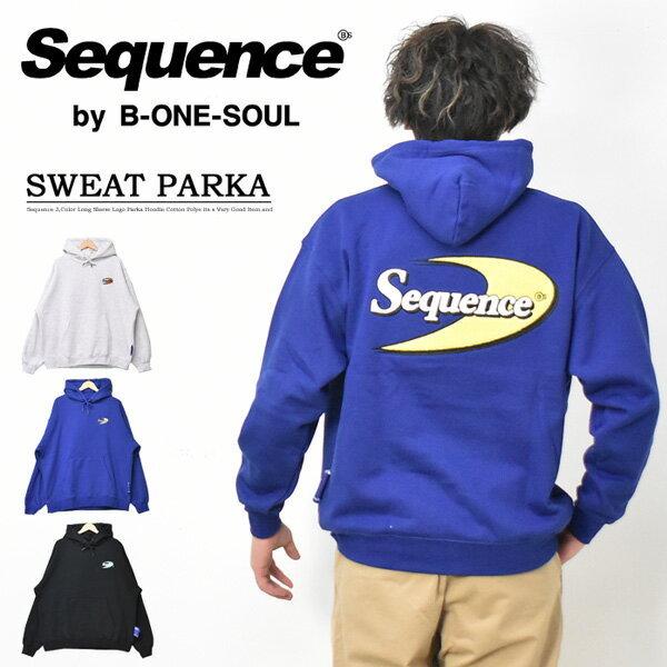 ストリートブランドSequence シーケンスより新作スウェットパーカーが登場しました♪素材には程よい厚さで、ふんわりとした手触りのコットン混裏起毛スウェットを採用。スケーターが着ていそうなPOPなロゴのフーディー。フロント・バック共にサガ...