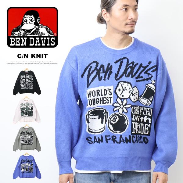 BEN DAVIS ベンデイビス タギングロゴ クルーネックニット BEN DAVIS ベンデイビス タギングロゴ クルーネックニット