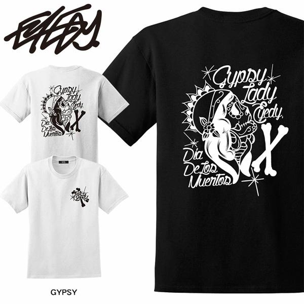 6.0ozのオープンエンド糸を使用したアメリカンテイストたっぷりのザックリとした素材感が特徴のTシャツです。 EYEDY定番人気のジプシーレディー柄。メンズとしてはもちろん、ビッグサイズのレディースとしてもオススメ。ホワイト 白 白T ブラ...