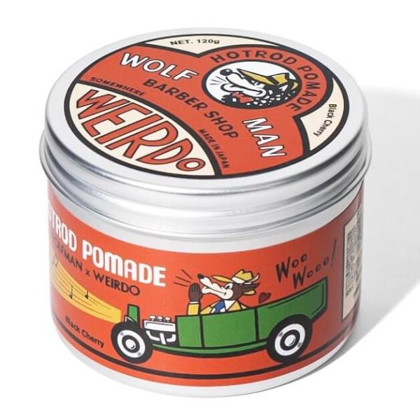 日本のバーバーカルチャーを牽引する「WOLFMAN BARBER SHOP」と「WEIRDO」のコラボレーションシリーズから「HOT ROD POMADE」が登場！金属製の容器に、ズートスーツを着た不良なオオカミがホットロッドに乗りながら女...