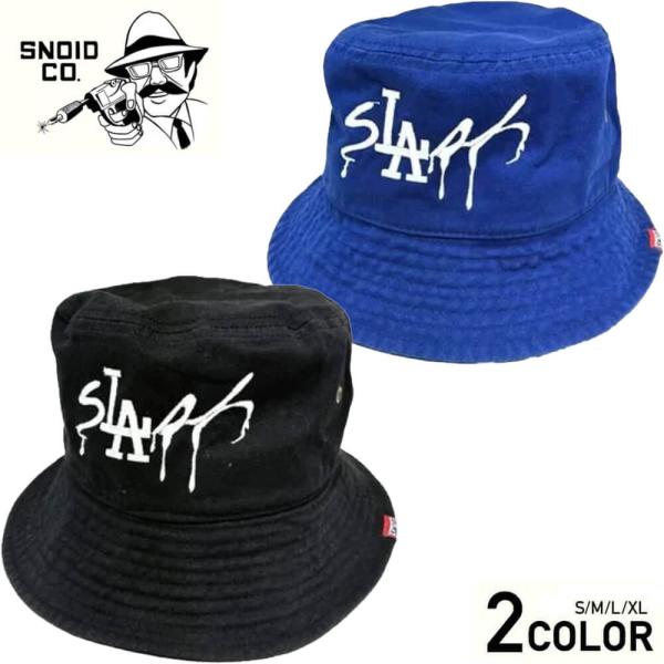 コットン素材のバケットハットです。フロント：刺繍S-Mサイズ (58〜59cm)L-XLサイズ (59〜60cm)BLUE, BLACK の2色あります。お好きなカラーをお選びください。＊Newhattan社ボディー