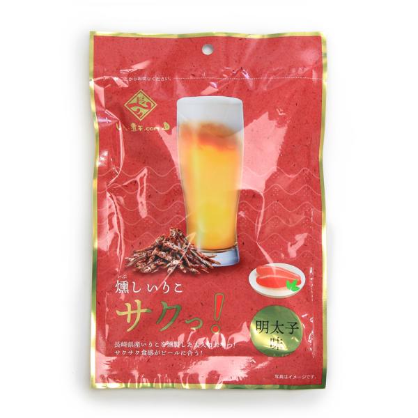 サクっ！と食感がクセになるおいしさのいりこの燻製。ピリ辛の明太子味なので、ビールなどに合う大人のおやつとして。カルシウムが豊富なので、お子様のおやつにもオススメ！【名　称】魚介類乾燥加工品【内 容 量】25g【原材料名】辛子明太子（すけそう...