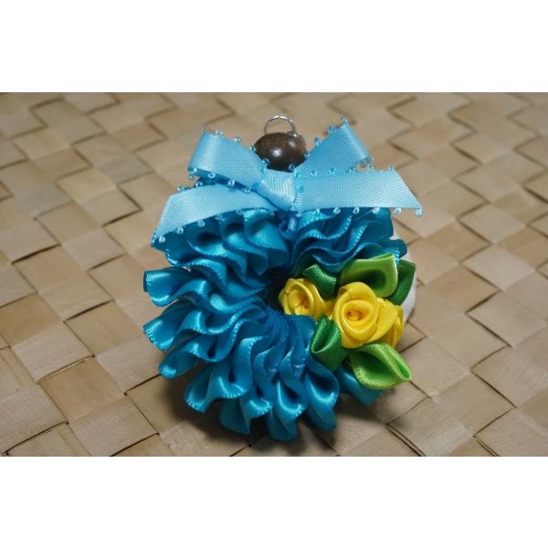 Wai pua定番の人気ストラップハワイアンリボンレイLantern Ilima w/rose Strap【ランタンイリマ ウィズ ローズ ストラップ】ターコイズ全7色(1)レッド(2)イエロー(3)オレンジ(4)ピンク(5)ターコイズ(6...