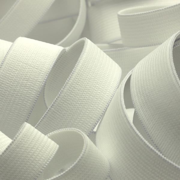 【商品スペック】　販売単位： 1メートル　幅： 45mm　材質： ポリエステル60% ナイロン40%（ゴム糸使用）　厚み： 1.5mm　伸度： 150%　メーカー： SHINDO（S.I.C.）【バリエーション】　10サイズ（15mm、20...