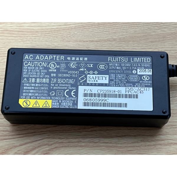富士通 FUJITSU  純正 16v 3.75a  FMV-AC317 SEC80N2-16.0 ACアダプタ ノートパソコン用電源