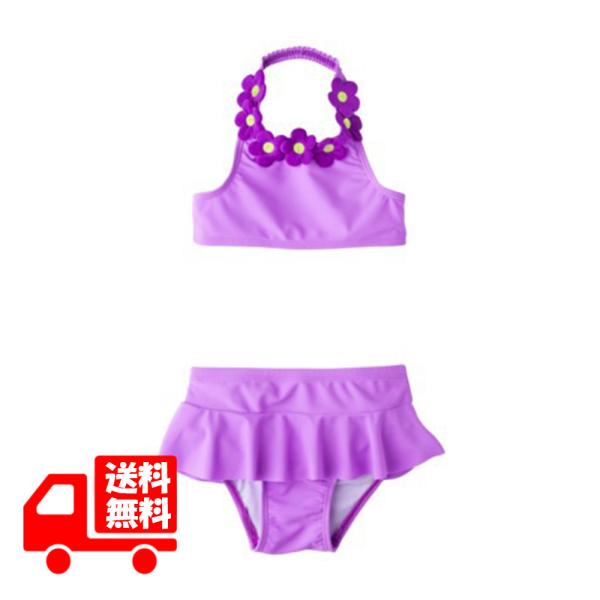 アメリカからのインポートciRco フラワーホルダーネックビキニ！ベビー水着にはめずらしいパープル♪胸元のお花が超可愛！SPF 50+素材表地　82%ナイロン　18%スパンデックス裏地　100%ポリエステルサイズが大きい場合脱げてしまうので...