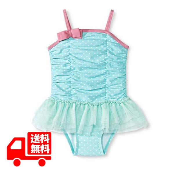 アメリカからのインポートciRco ミントグリーン水玉チュチュ ワンピース水着！ミントグリーンにポルカドットベビーピンクのリボンがアクセント♪チュチュはバレリーナの気分！素材表地　83%ポリエステル　17%スパンデックス裏地　100%ポリエ...