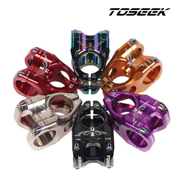 メーカー：TOSEEK品番：ST006素材：AL-6061 T6重量：約137.5±10g角度：0°サイズ：35mmハンドル径：31.8mmコラム径：28.6mm仕上げ：陽極酸化処理カラー：チタン、ブラック、パープル、オレンジ、レッド、虹色...