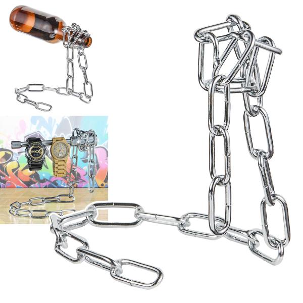 浮遊感が魅せる チェーン型ワインボトルスタンド不思議で目を引く、スタイリッシュなインテリア雑貨