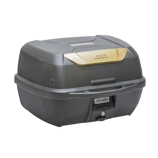 43L GIVI (ジビ) バイク用 リアボックス 未塗装ブラック サテンゴールドパネル 2M黒 未塗装ブラック モノロックケース B43