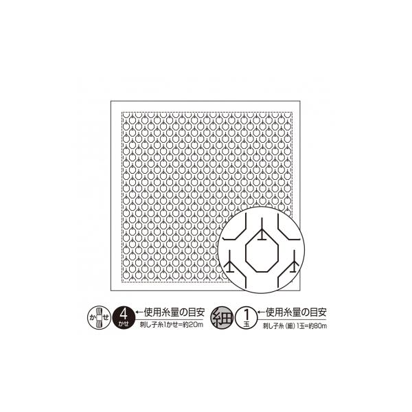「一目刺し」とは一定の針目で、縦を刺し終えたら横、次は斜めと一定の方向を順に刺していく技法です。図柄がプリントされた布です。お好きな色の糸で刺してお作り下さい。パンヤを使ってクッションに仕立てる事も出来ます。【ゆうパケット８枚迄ＯＫ】◇ 初...