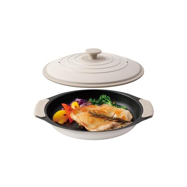 ベージュ/幅26cm×奥行21.4cm×高さ8cm/KRD-PL01/C 本体重量:約600g・電子レンジで様々な調理ができる万能なプレート(焼く/煮る/炊く/蒸す/炒める/茹でる)・丸洗いできてお手入れ簡単・キッチンに馴染むナチュラルカラ...