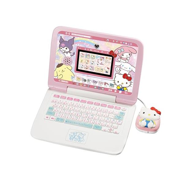 パソコン・ピンク/ホワイト・サンリオキャラクターと一緒に撮影できる充実のカメラ遊び、お勉強も遊びも楽しくできる、サンリオキャラクターズ パソコンです。・使用電池：(1)専用ACアダプター（別売り）(2)単3×4個（別売り）※専用ACアダプタ...