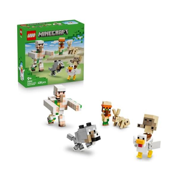 21592・マインクラフトのキャラクター - アクションフィギュアを組み立てて、レゴマインクラフト チキンジョッキーの砂漠での襲撃（21592）を遊びつくそう・組み立てフィギュア6体 ? ハスクの子ども、ニワトリ、ウサギ、村人の子ども、子オ...