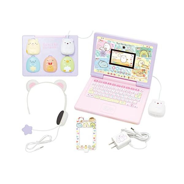 ピンク×パープルヘッドセット付・すみっコぐらしの子ども用パソコン玩具です。しろくまマイク付きヘッドセットが付属されて遊びもお勉強もいっぱいで、すみっコたちと楽しくパソコン操作を覚えられます。すみっコぐらしphone(別売り)と連動して遊ぶこ...