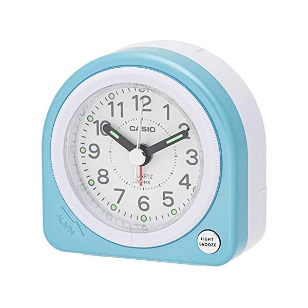 カジュアル.ブルー/-/TQ-145-2JF・パッケージ個数:1・機能:電子音アラーム(4段階で変化)、スヌーズ機能、ライト・推奨電池:単3マンガン乾電池×1・本体サイズ:(約)高さ6.2×幅6.1×奥行き3.3cm