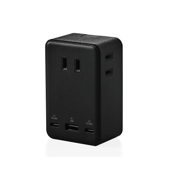 C×2/A×1ポートブラック/-/ECT-43-3AC2BK・ACタップとUSBポートが一体になった、パソコンやスマートフォンなどを同時に充電できるコンセント直挿しタイプのモバイルUSBタップです。ACアダプターなどを別途用意することなく、...