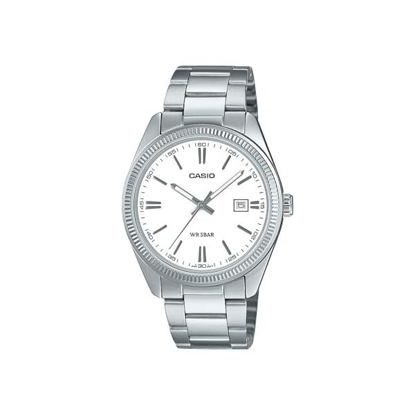 ブレスレットタイプホワイトMTP-1302D-7A1JF国内正規品・CASIO Collectionから、5気圧防水機能を備えた3針メタルアナログモデルのご紹介です。・5気圧防水: 防水性能は5気圧防水を搭載。・電池寿命: 約※電池寿命はモ...
