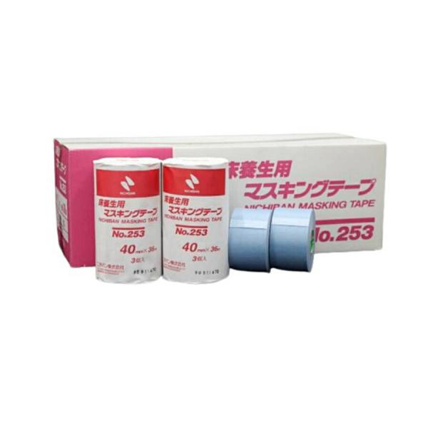 　【　商 品 名　】　　  ニチバン 床養生用マスキングテープ No.253 40mm×36ｍ ブルー 30巻入 アウトレット品 ※沖縄、離島発送不可　【　メーカー　】　　NICHIBAN / ニチバン　【　仕様　】　　　◆弱粘着タイプで、...
