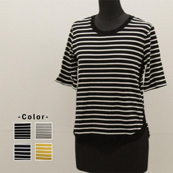 【商品説明】1枚は持っておきたいボーダーTシャツ。どんなコーデにも相性抜群！【サイズ】　Sサイズ／　肩幅：37cm/身幅：44cm/着丈：56cm/袖丈：24cm　Mサイズ／　肩幅：37cm/身幅：45cm/着丈：58cm/袖丈：24cm ...