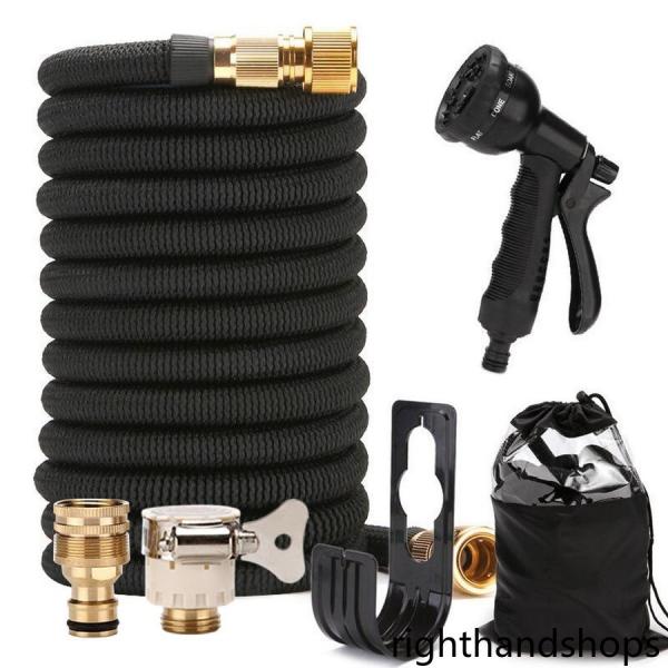 【素材】・TPEインナーチューブ/高強度ポリエステル・ジョイント/ABS【サイズ】・ホースの長さ：通常時 約10m、最大 約30m・重量：約1.3kg・カラー：ブラック・対応蛇口内径：18-29mm・パッケージ内容：ホース*1、シャワーノズ...