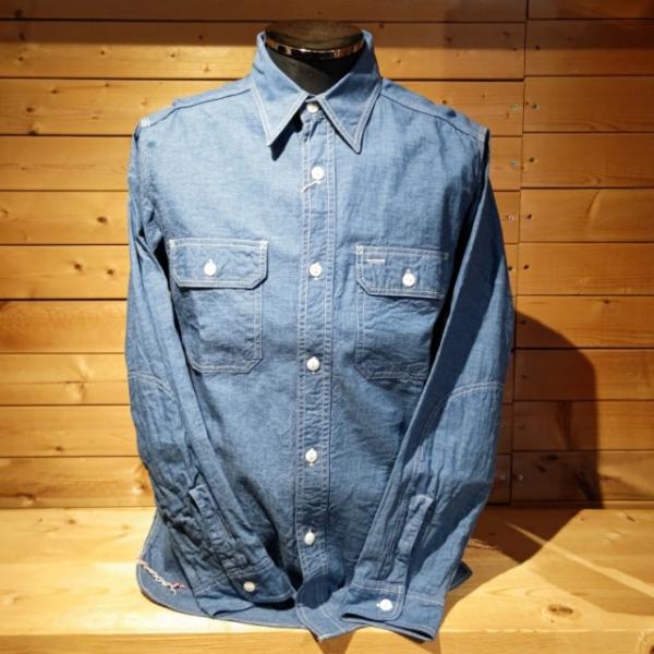 シュガーケーン Sugarcane 長袖シャツ (SC25513) "L/S Work Shirt" Col:Blue