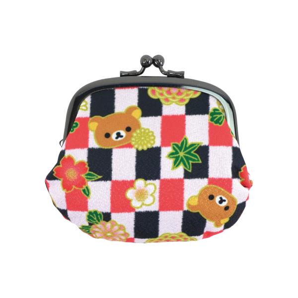 【2025/7/14　12:00  販売開始】ちりめん風生地がかわいい和モダンデザインのがま口です☆サイズ：約115×105mm生地：ポリエステル100％内生地：綿100％