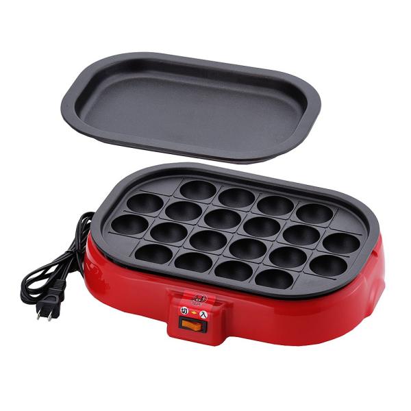 たこ焼と平プレートの2枚セットプレートは着脱式だから丸洗いOK！あつあつのたこ焼が20個焼けますちょっとした調理に便利な平プレート付きかんたんレシピ付きHOMESWAN 着脱式電気たこ焼器平プレート付きSNT-80