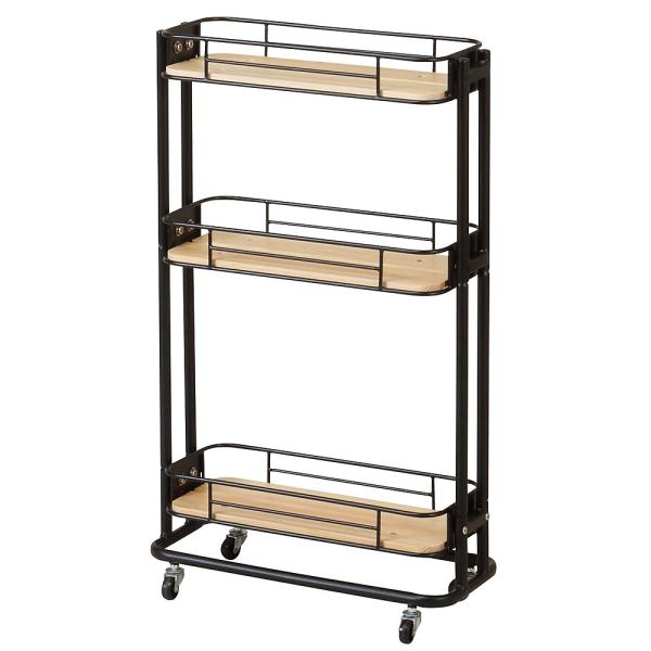 レトロな自転車の前カゴをモチーフにしたブルックリンスタイルのワゴンです。キッチンやランドリー、ワークスペースでちょっとした小物を収納するのにお使いいただけます。隙間を有効活用できるスリム幅20cmタイプ(隙間にて使用する際は、約22cmの有...