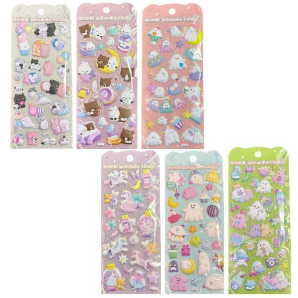 ■商品説明【商品詳細】ぷくっと立体感がたまらない♪アニマルぷくぷくキャンディシールふんわりやさしいパステルカラーと、思わず触りたくなるぷくぷく立体感がかわいいアニマルシールです。おばけみたいな愛らしいキャラクターや、お菓子・星・月などのモチ...