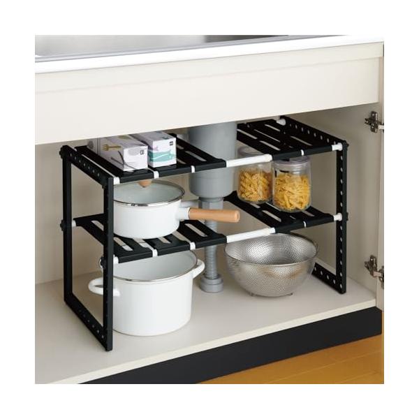 スタンダードタイプブラック/2段/VR-BK・Color:ブラックSize:2段Style:スタンダードタイプ・パッケージ個数:1・製品サイズ / 幅50~75×奥行30.3×高さ39.8cm・耐荷重 / 10kg(1段当たり5kg)・材質...