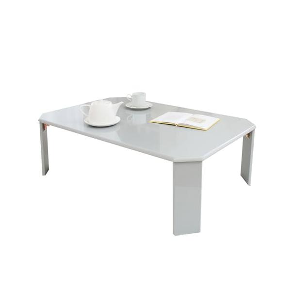 センターテーブルライトグレー (鏡面仕上げ)/幅90cm/38707・Size:幅90cmColor:ライトグレー (鏡面仕上げ)・パッケージ個数:1・絶妙なグレーカラー フラットデザインの折りたたみテーブル・サイズ:幅90×奥行60×高さ...