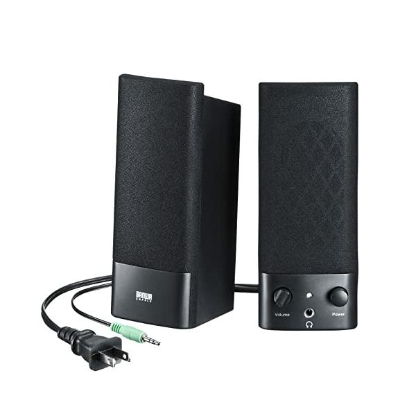 AC電源ブラック/-/MM-SPL2N3・パッケージ個数:1・アンプ内蔵でヘッドホンステレオの出力端子やパソコンの音声端子につなぐだけで音楽を楽しめます。・実用最大出力5W（2.5W＋2.5W)で小型ながらパワフルなサウンドを楽しめます。・...