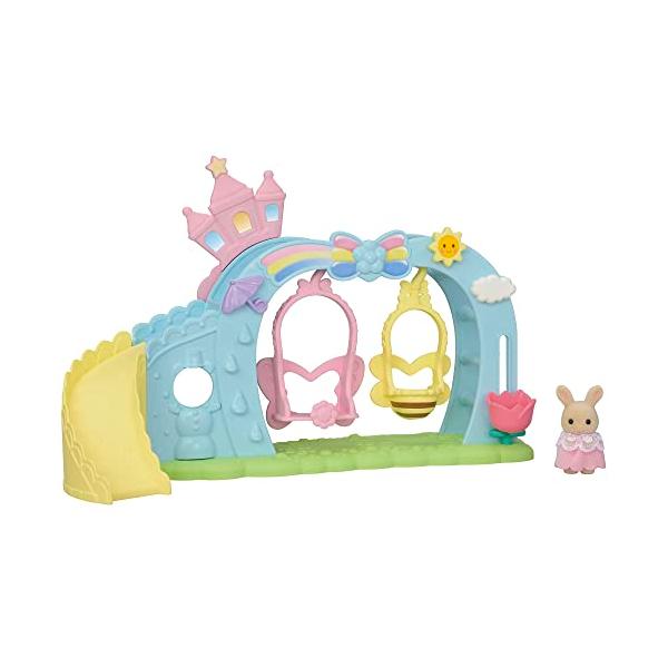 なかよしブランコセット/-/-・Color:なかよしブランコセット・パッケージ個数:1・ほいくえんにぴったりのブランコやすべり台がついた遊具です。みるくウサギの小さい赤ちゃんがついています。・赤ちゃんと小さい赤ちゃんをブランコに乗せると、ま...