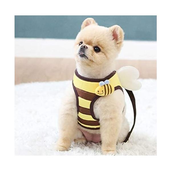 小型M/ミツバチ/-・Color:MSize:ミツバチ・パッケージ個数:1・可愛いイエロー＆茶色のミツバチハーネスが登場今すぐでも花畑にハチミツを採りに行きそうなデザインで、 愛犬を小さいミツバチに変身してくれるハーネスです。 スポンジが入...