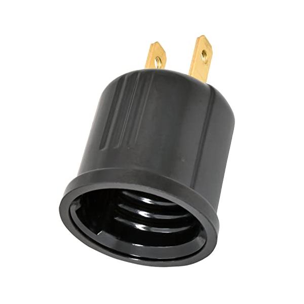 ブラック/E26用/HS-LEIB01・パッケージ個数:1・ 特 長 ● コンセントをソケットに変換できます・● コンセントにこのアダプターを接続すれば、一般的な白熱電球・LED電球（口金：E-26）が点灯できます・● 口金E26 100ワ...