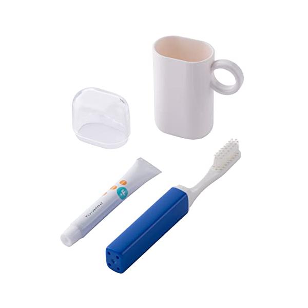 Multicolor/4個アソート/KC-1345・パッケージ個数:1・ハミガキセットハブラシ、ハミガキ粉、コップがついているハミガキセット・フタつきのコップで持ち運びが楽に収納ケースはコップにもなる、持ち運びもしやすいフタつき・形態に便利...