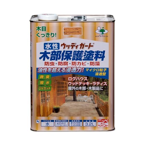 オーク/3.2L/4976124532665・Size:3.2LColor:オーク・パッケージ個数:1・色:オーク・容量:3.2L・塗り面積(2回塗り):約約24m2(タタミ約14枚分)・乾燥時間:夏約2時間、冬約4時間、塗り重ねるときは1...