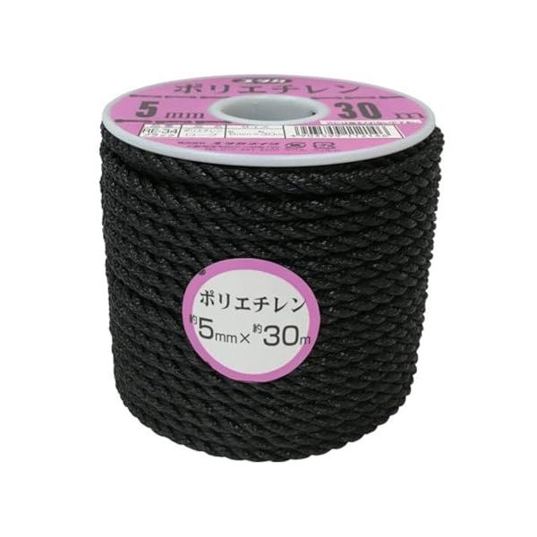 ポリエチレン(黒)ブラック/5mm×30m/RE-34・Size:5mm×30mStyle:ポリエチレン(黒)・パッケージ個数:1・原産国:日本・重量:450g・サイズ:5mmX30m・色:ブラック