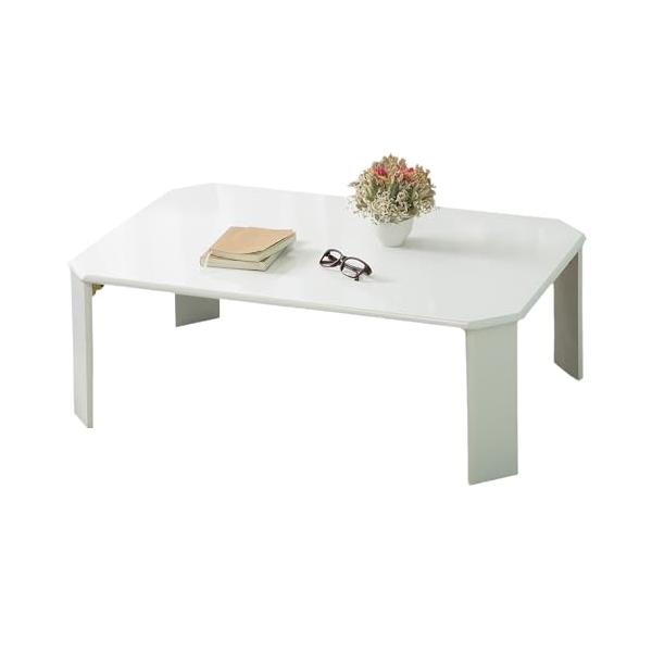 センターテーブルホワイト(鏡面仕上げ)/幅90cm/38418・Size:幅90cmColor:ホワイト(鏡面仕上げ)・パッケージ個数:1・フラットデザインの折りたたみテーブル・サイズ:幅90×奥行60×高さ32cm・本体重量:7kg、耐荷...