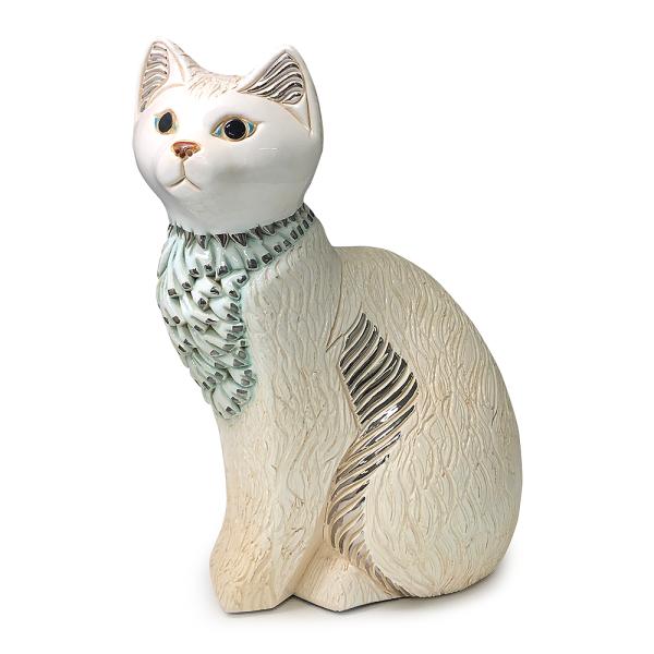 アンゴラキャット (421)立派なネコです。【サイズ】たて14.0×よこ9.4×高さ24.4（cm）【素材】陶器(微粒子粘土)【原産国】ウルグアイ※作品はすべて手作りにつき画像と現物のサイズ・細部の作りや色合いは微妙に変る場合がありますので...