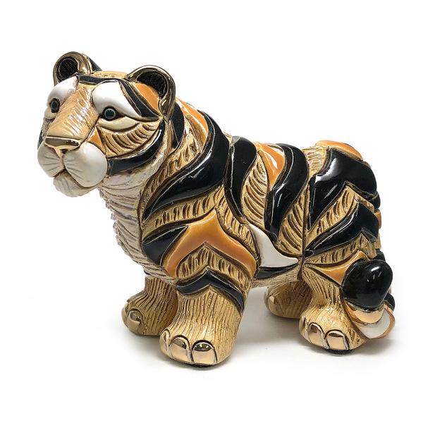 シベリアタイガー親 (F125B)ゴールドをあしらい豪華な仕上がりです。【サイズ】たて14.0xよこ7.0×高さ10.0(cm)【素材】陶器(微粒子粘土)【原産国】ウルグアイ※作品はすべて手作りにつき画像と現物のサイズ・細部の作りや色合いは...