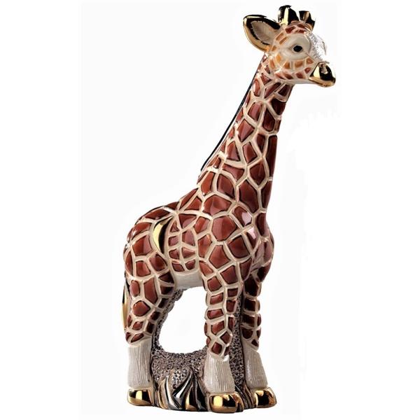 キリン親 (F142)ゴールドをあしらい豪華な仕上がりです。【サイズ】たて9.5×よこ5.0×高さ15.0（cm）【素材】陶器(微粒子粘土)【原産国】ウルグアイ※作品はすべて手作りにつき画像と現物のサイズ・細部の作りや色合いは微妙に変る場合...