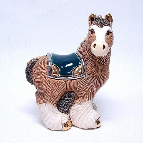 スコットランド荷馬親 (F191)ゴールドをあしらい豪華な仕上がりです。【サイズ】たて9.0×よこ6.5×高さ12.0（cm）【素材】陶器(微粒子粘土)【原産国】ウルグアイ※作品はすべて手作りにつき画像と現物のサイズ・細部の作りや色合いは微...