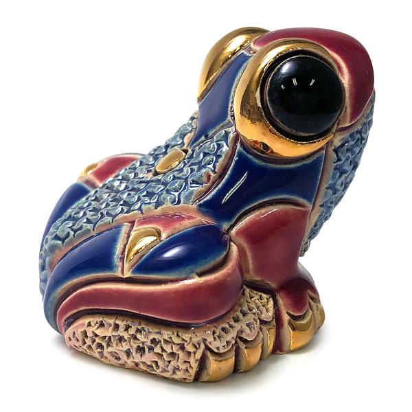 ミニカエル (MI09)デ・ローザ ミニコレクションゴールドをあしらったミニサイズです。【サイズ】たて4.5×よこ5.0×高さ4.0（cm）【素材】陶器(微粒子粘土)【原産国】ウルグアイ※作品はすべて手作りにつき画像と現物のサイズ・細部の作...