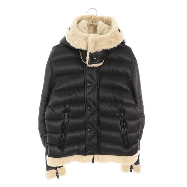 ブランド：モンクレール/MONCLER商品名： TANCREDE/C20914081115 ムートンレザー切替フーデッドダウンジャケットサイズ：3状態ランク：Bカラー：ブラック