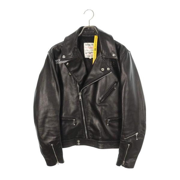 ブランド：ルイスレザーズ/Lewis Leathers商品名：×モンクレールジーニアス Moncler Genius  20AW  FRAGMENT DWAYNE/ドゥエイン ロゴプリントダブルライダースレザージャケットサイズ：42状態ラン...